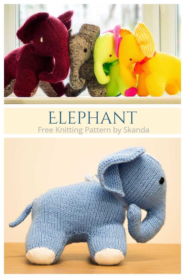 Easy knitting pattern for a cute stuffed elephant