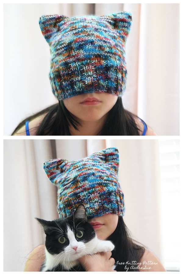 Create your own cozy cat ear hat with this knitting pattern
